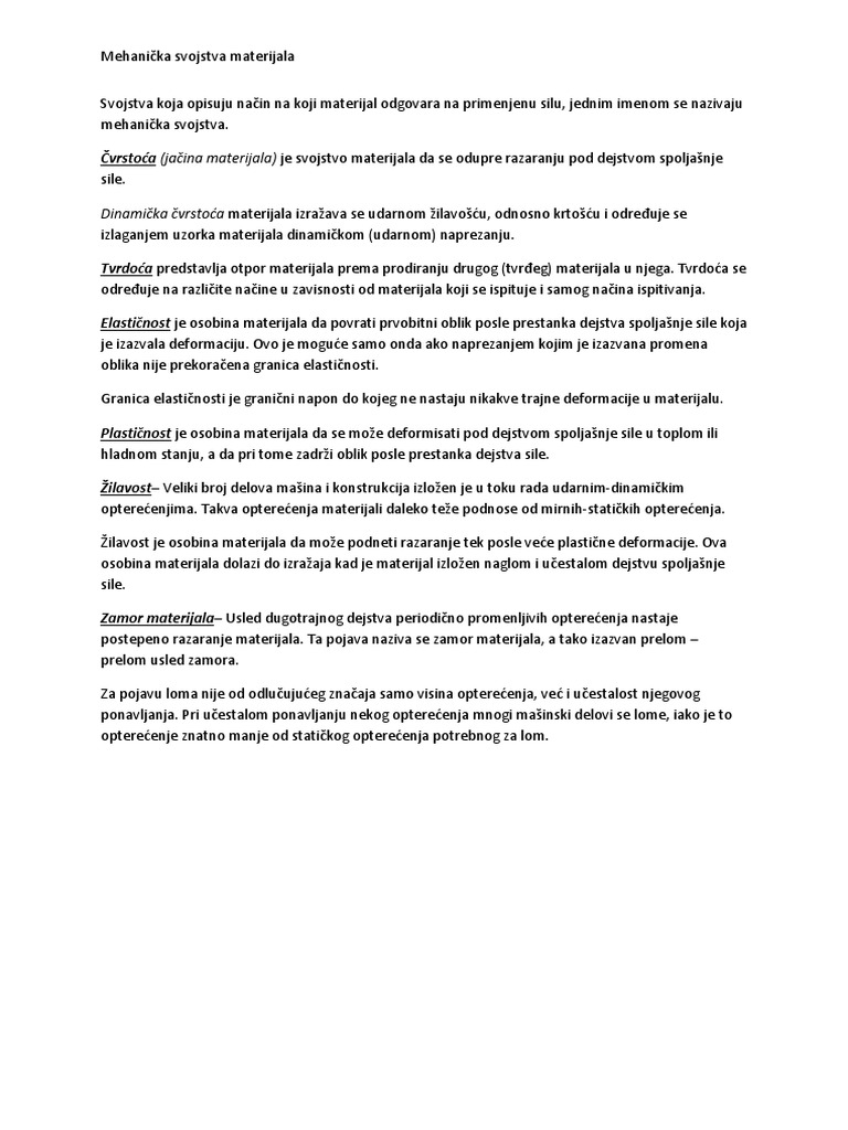 Mehanička Svojstva Materijala | PDF
