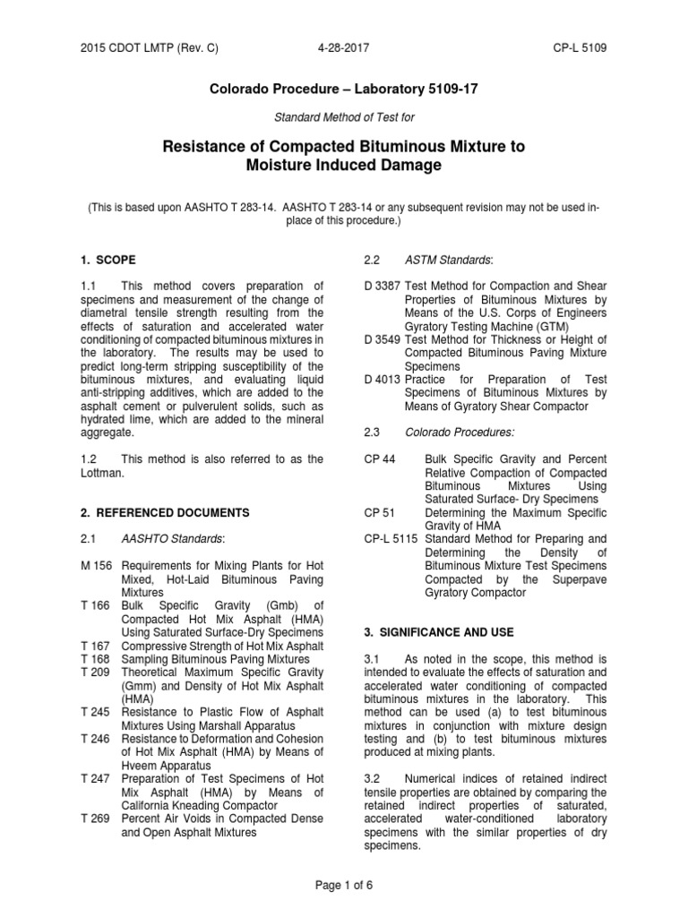 Aashto T - 283 | PDF | Pressure Measurement | Vacuum