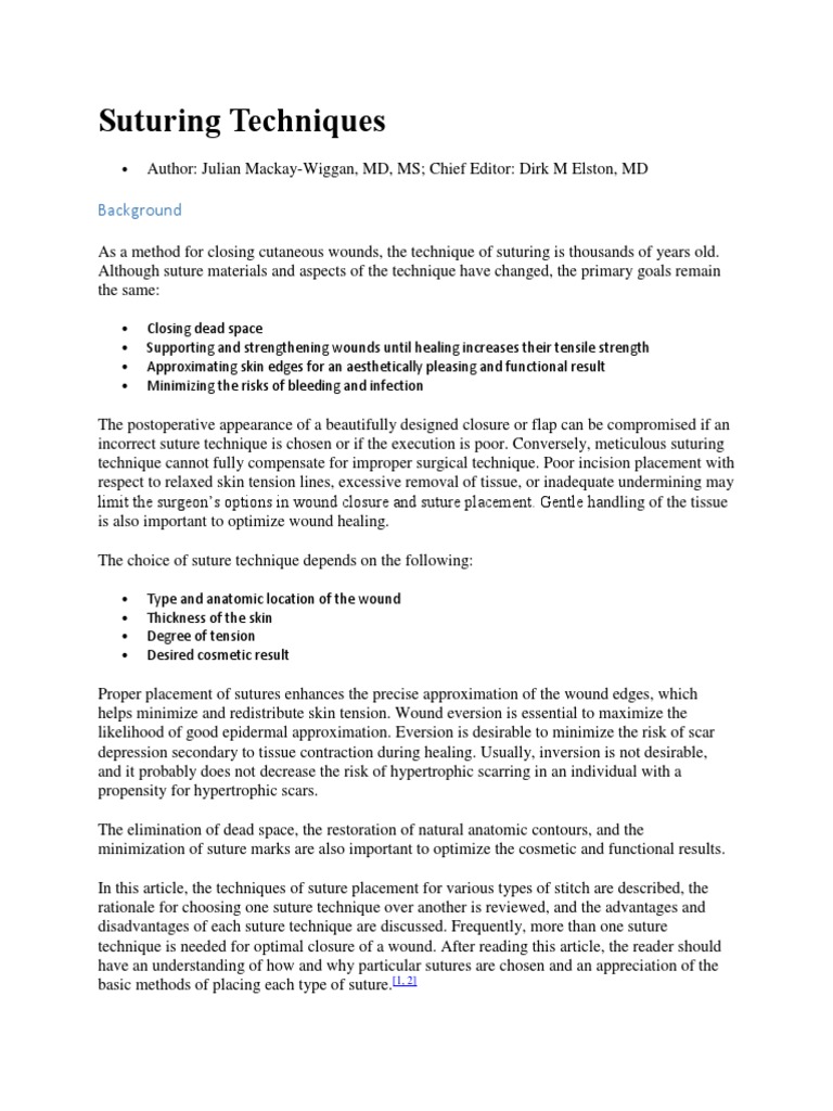 Suturing Techniques | PDF | Surgical Suture | Surgery