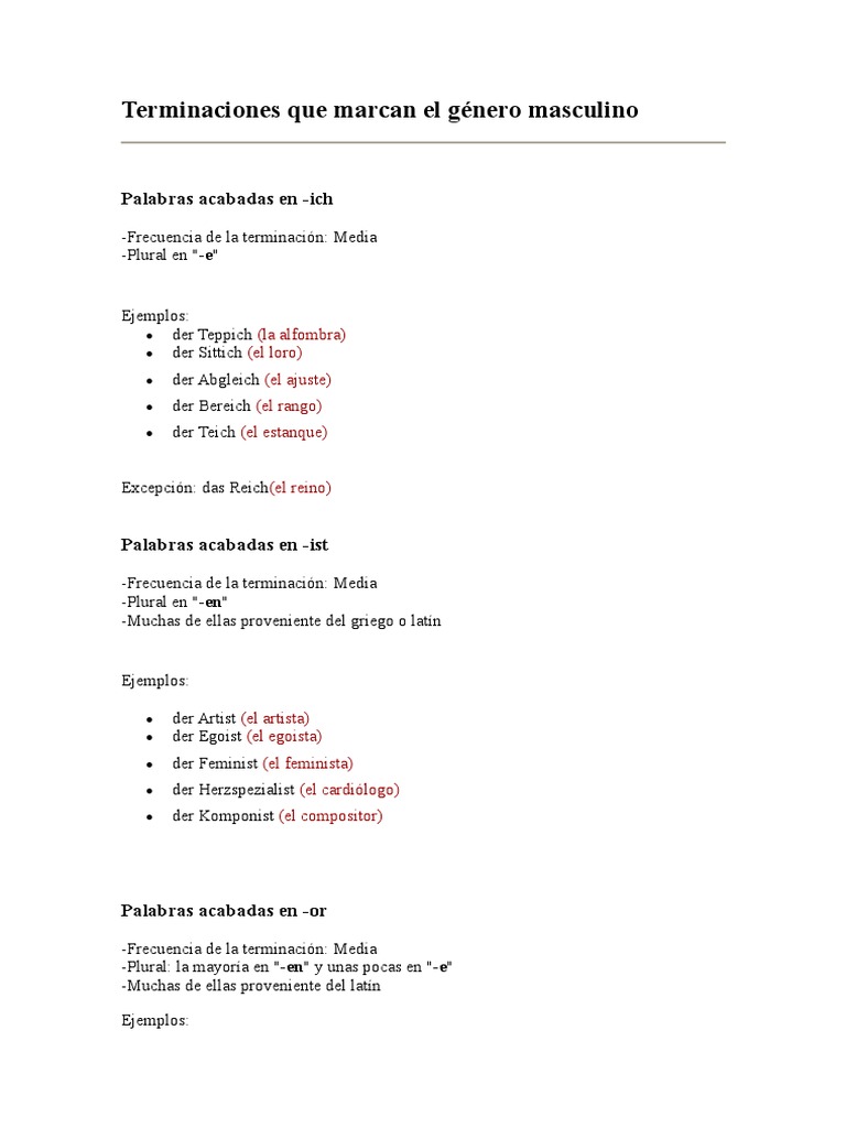 Géneros en Alemán | PDF
