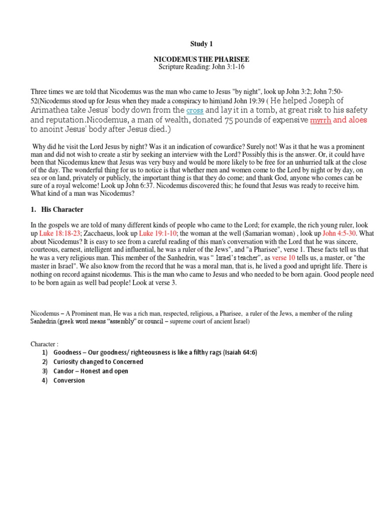 Study 01 Nicodemus The Pharisee 1 | PDF | Born Again | Jesus