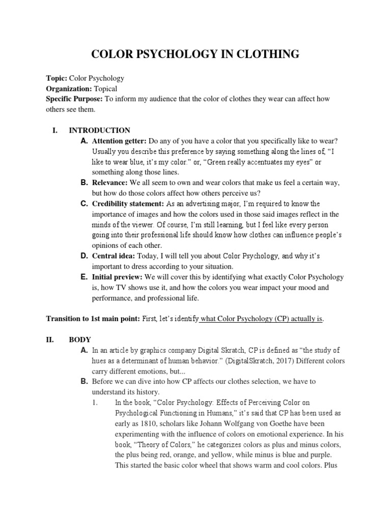 Color Psychology Outline | PDF | Color | Behavioural Sciences