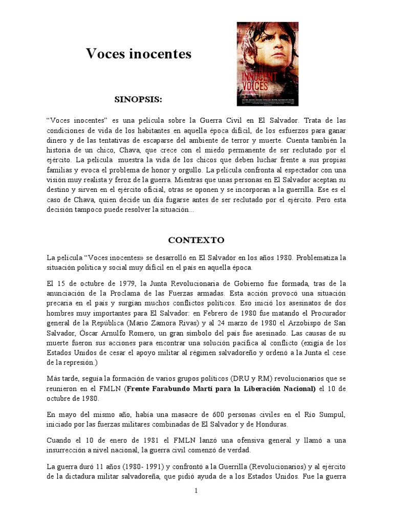 Voces Inocentes | PDF | El Salvador | guerra civil Española