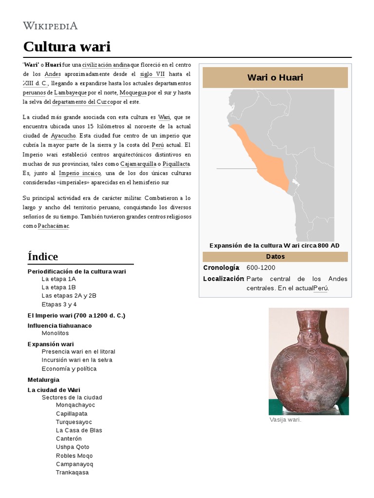 Cultura Wari | PDF | Cultura (general) | Arqueología