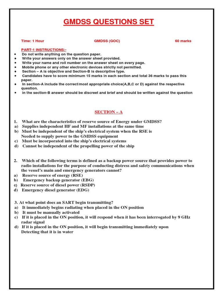 Gmdss Questions Set | PDF | Telecommunications Engineering | Electronics
