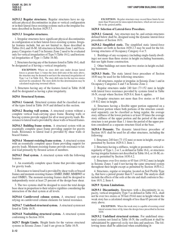Pages From UBC 1997 - Uniform Building Code 4 | PDF | Framing ...