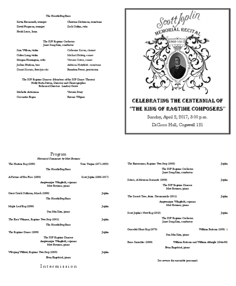 Celebrating The Centennial of "The King of Ragtime Composers" | PDF ...
