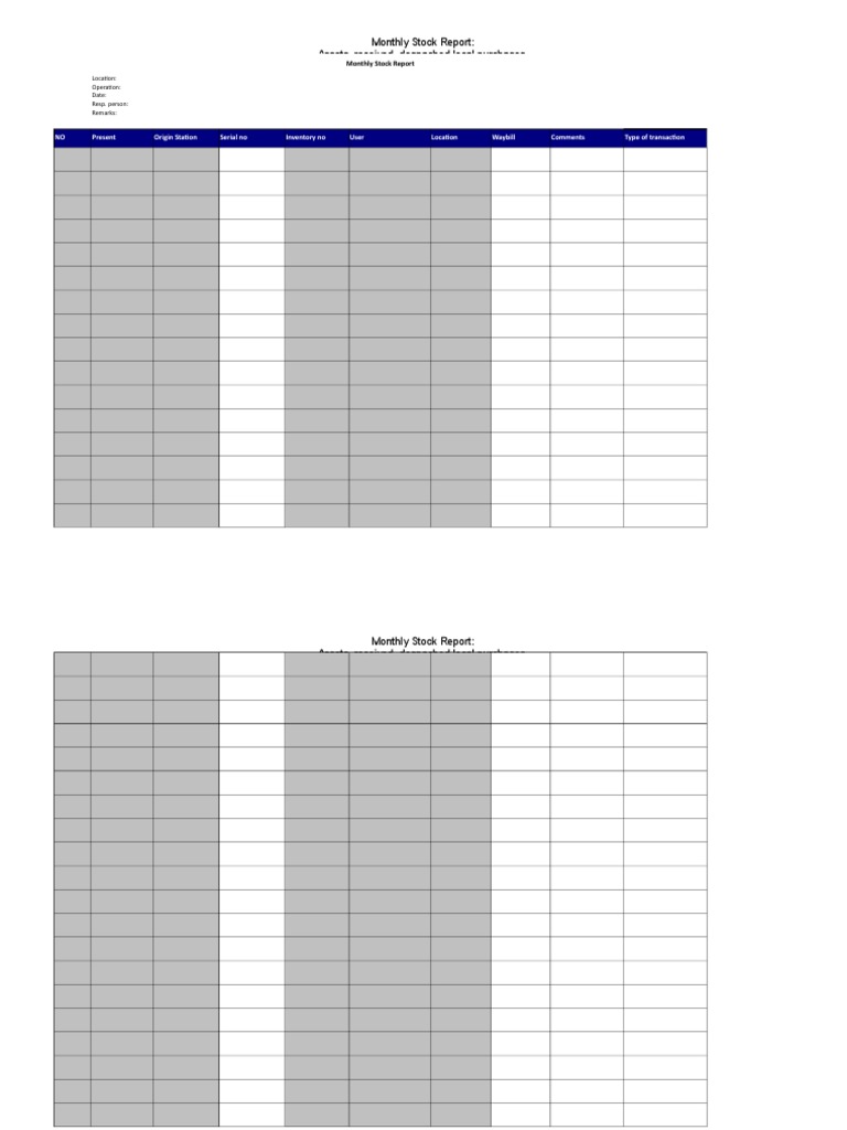 LOG 2 6 WAREHOUSE TEMPLATE Monthly Inventory Report | PDF | Business ...