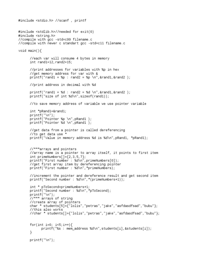 Example Pointers | PDF | Pointer (Computer Programming) | Computer Science