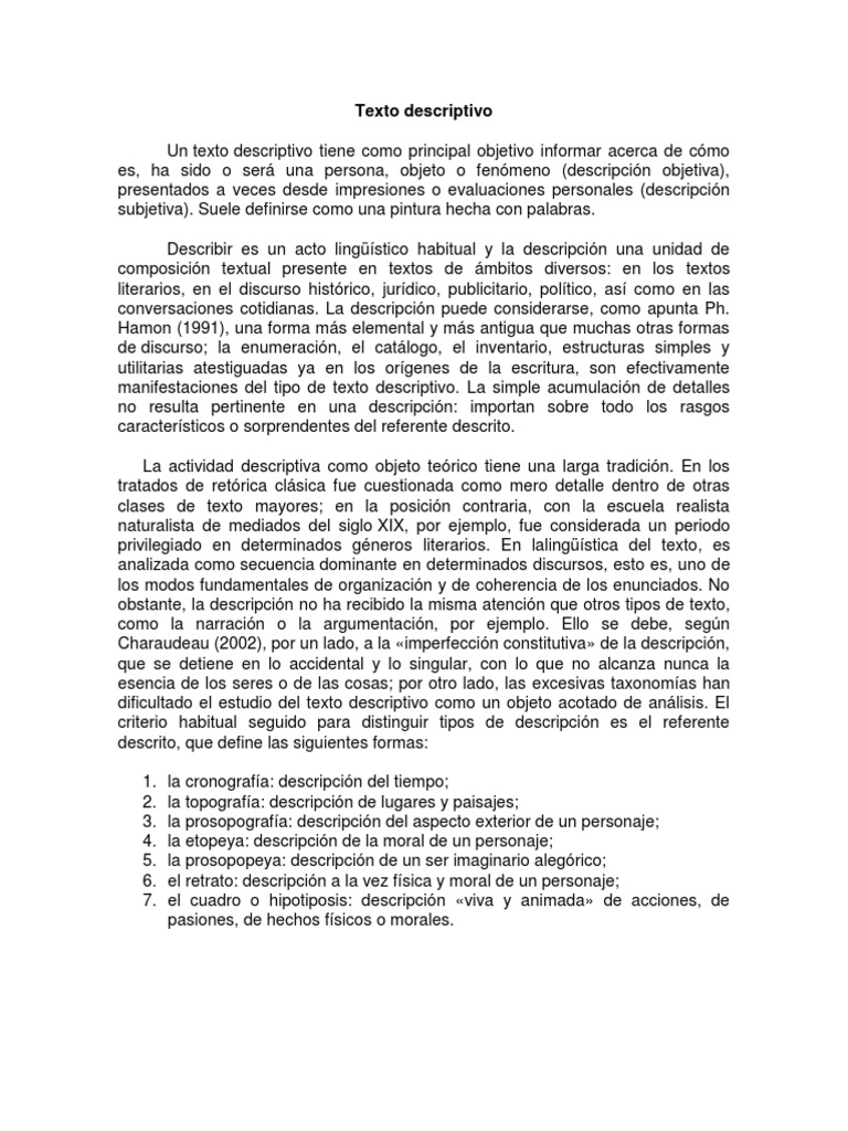 Discurso Descriptivo | PDF | Léxico | Hotel