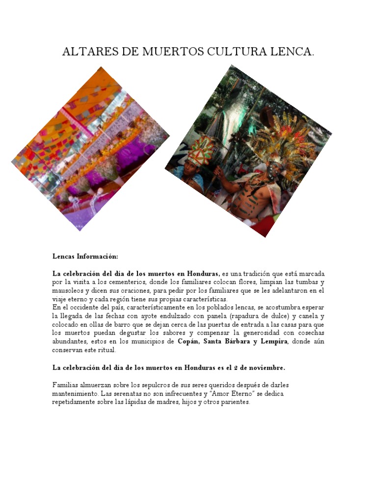 Altares de Muertos Cultura Lenca | PDF | Rituales | Altar