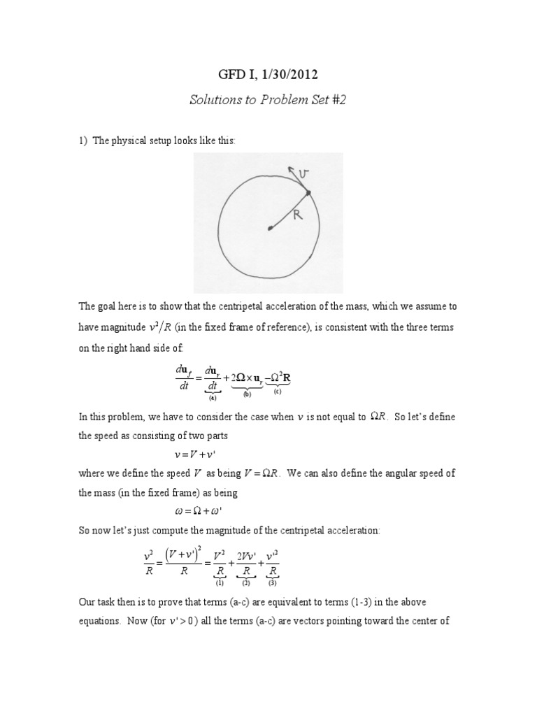 Gfd I Problem Set 2 Solutions Pdf Euclidean Vector Latitude