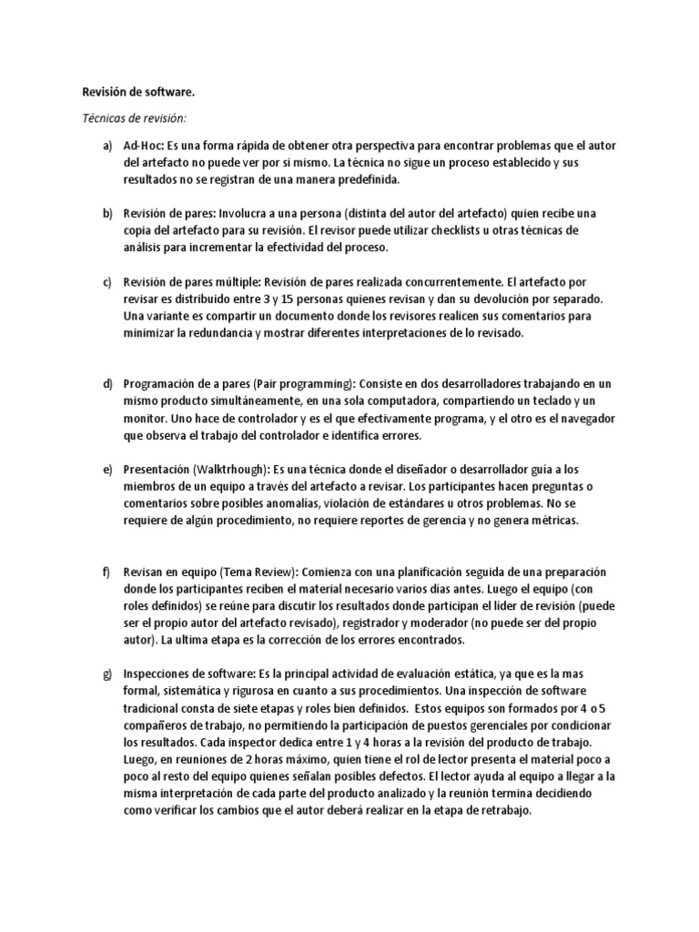Revisión de Software | PDF | Software | Ingeniería Informática