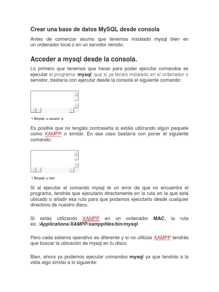 Crear Una Base de Datos MySQL Desde Consola | PDF | Tabla (base de ...