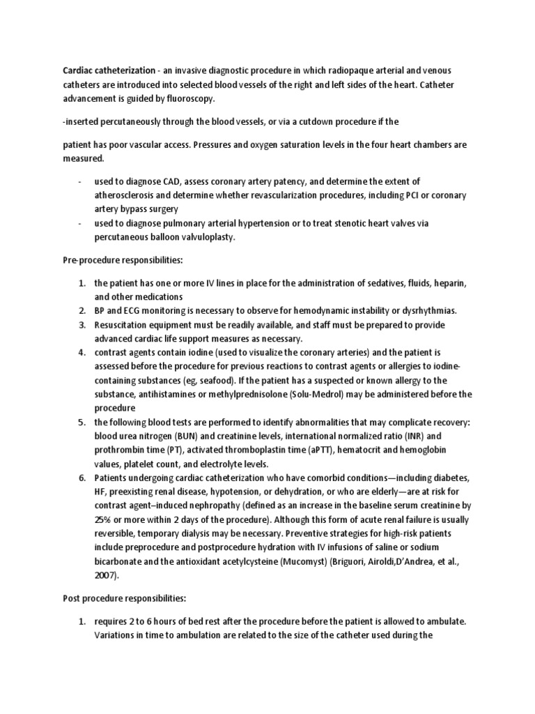 Cardiac Catheterization and Coronary Angiography | PDF | Coronary ...