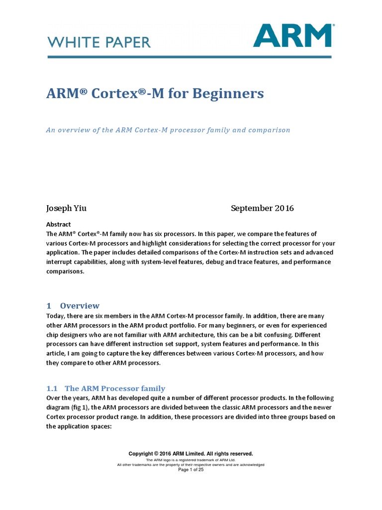 White Paper - Cortex-M For Beginners - 2016 (Final v3) PDF | PDF | Arm ...