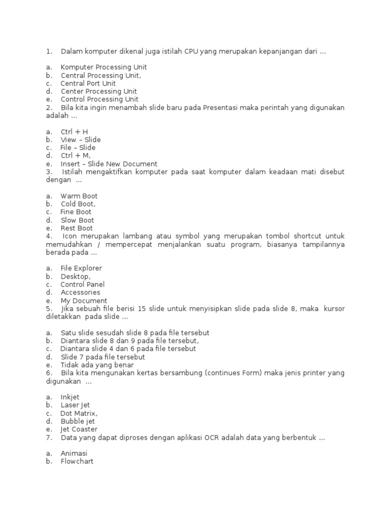 Lat Soal Usbn 2016 Simdig | PDF