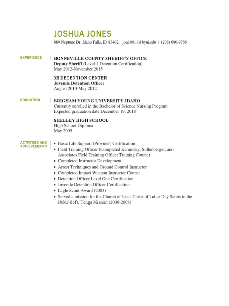 Resume Joshua Jones Updated | PDF