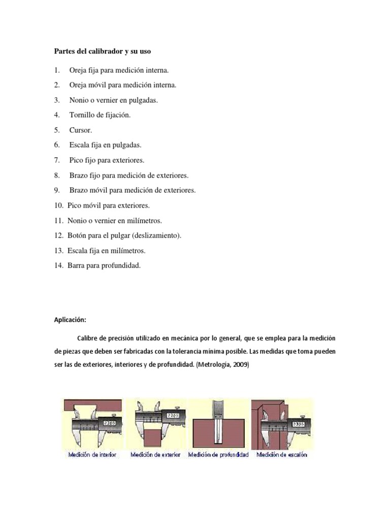 Partes del Calibrador Vernier y Uso | PDF