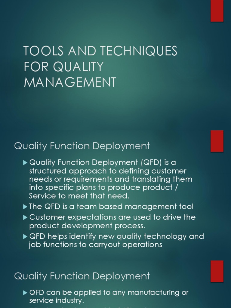 Tools And Techniques For Quality Management Pdf Quality Business