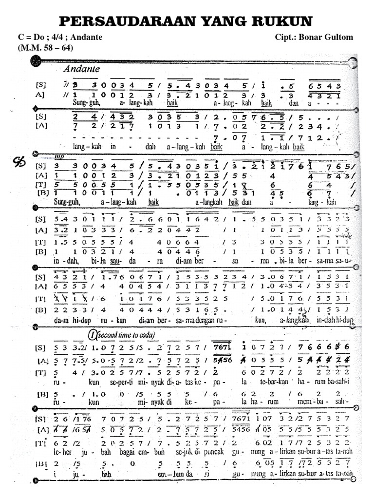 Koor Persaudaraan Yang Rukun | PDF | Seni