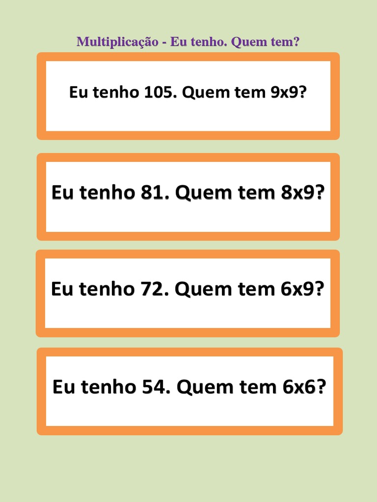 MULTIPLICAÇÃO - Eu Tenho - Quem Tem? | PDF