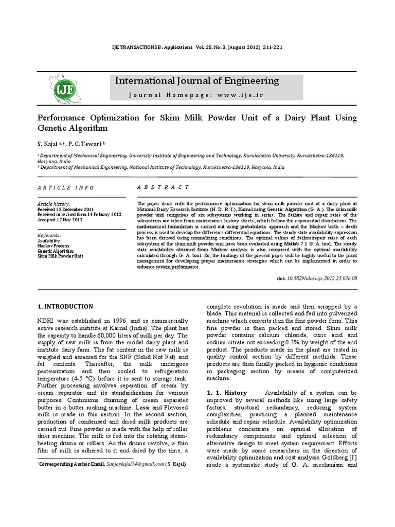 IJE Iran | PDF | Reliability Engineering | Mathematical Optimization