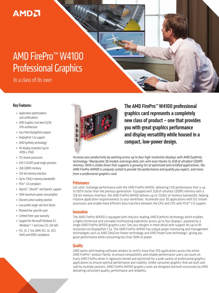 FirePro W4100 Data Sheet PDF | Download Free PDF | Graphics Processing Unit | Advanced Micro Devices