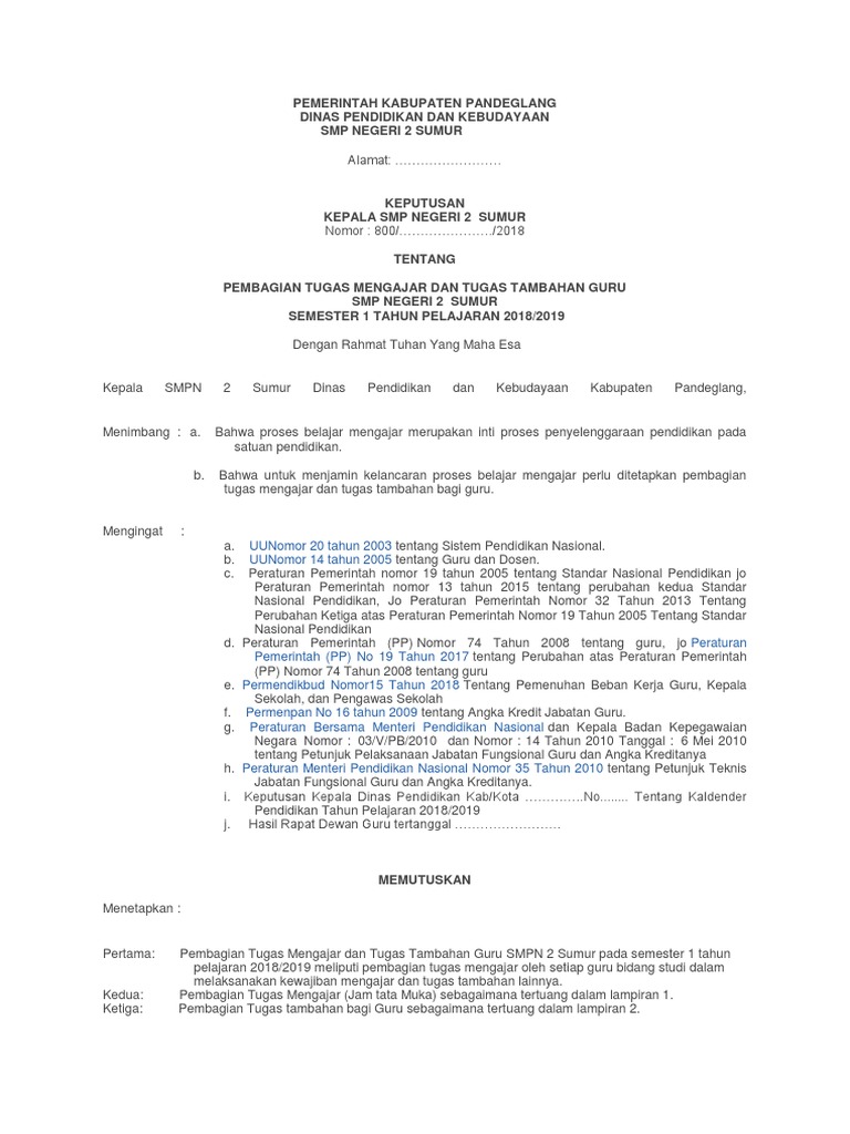 Contoh SK KBM SMP | PDF