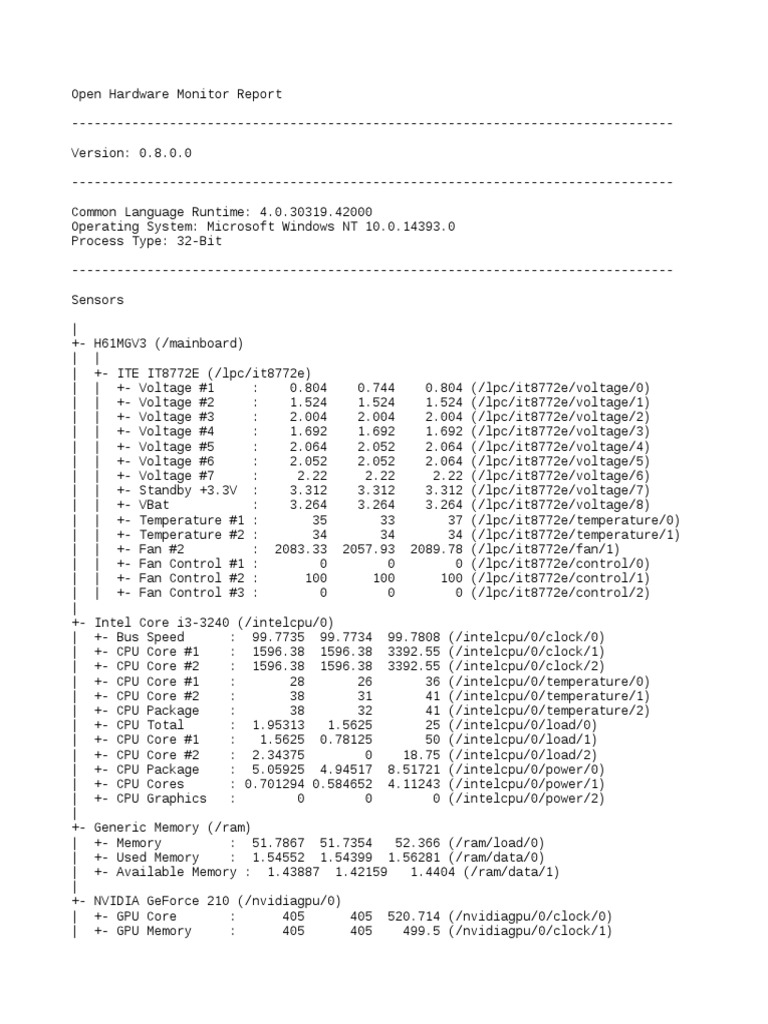 OpenHardwareMonitor Report | PDF | Graphics Processing Unit | Digital Electronics