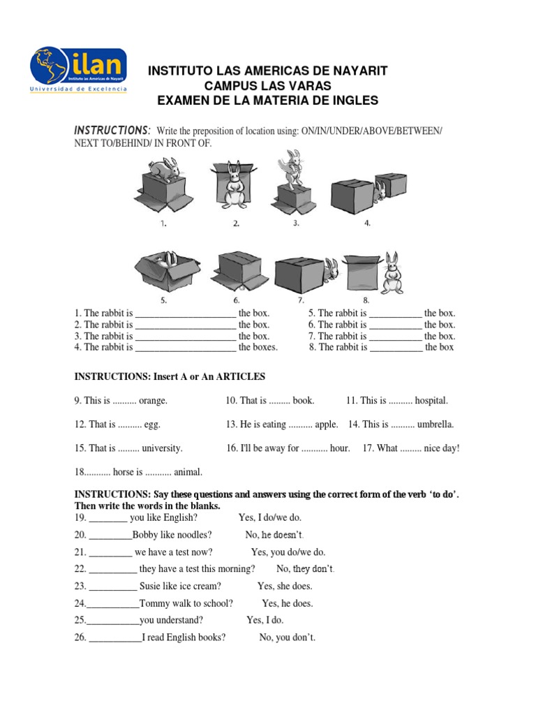 Instituto Las Americas de Nayarit Campus Las Varas Examen de La Materia ...