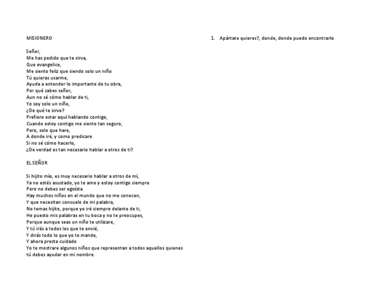 Poema Misionero Niños | PDF