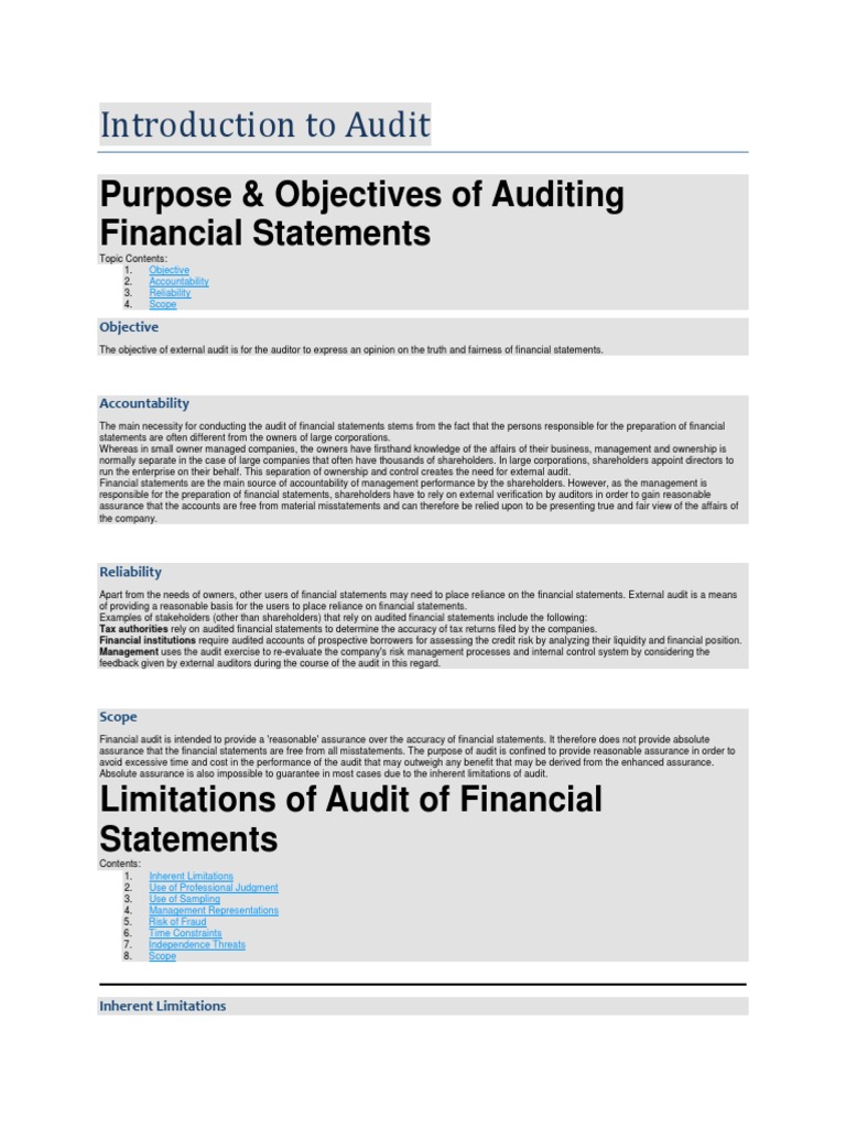 Introduction To Audit | PDF | Financial Audit | Debits And Credits