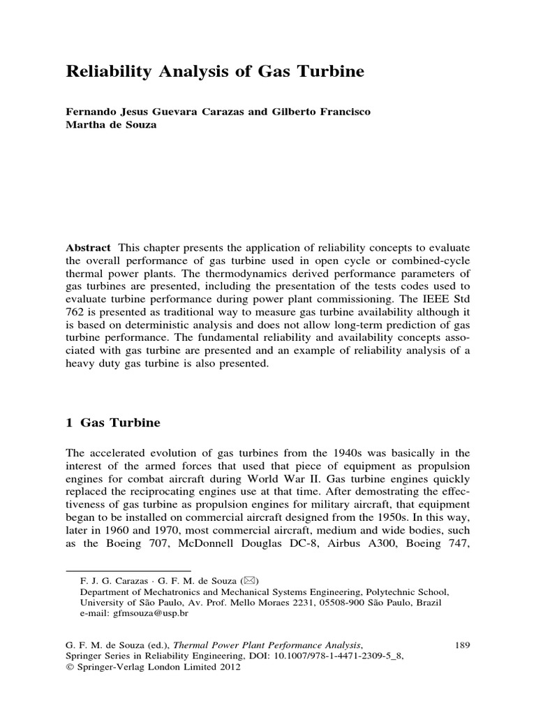 Reliability Analysis of Gas Turbine | PDF | Gas Turbine | Reliability ...