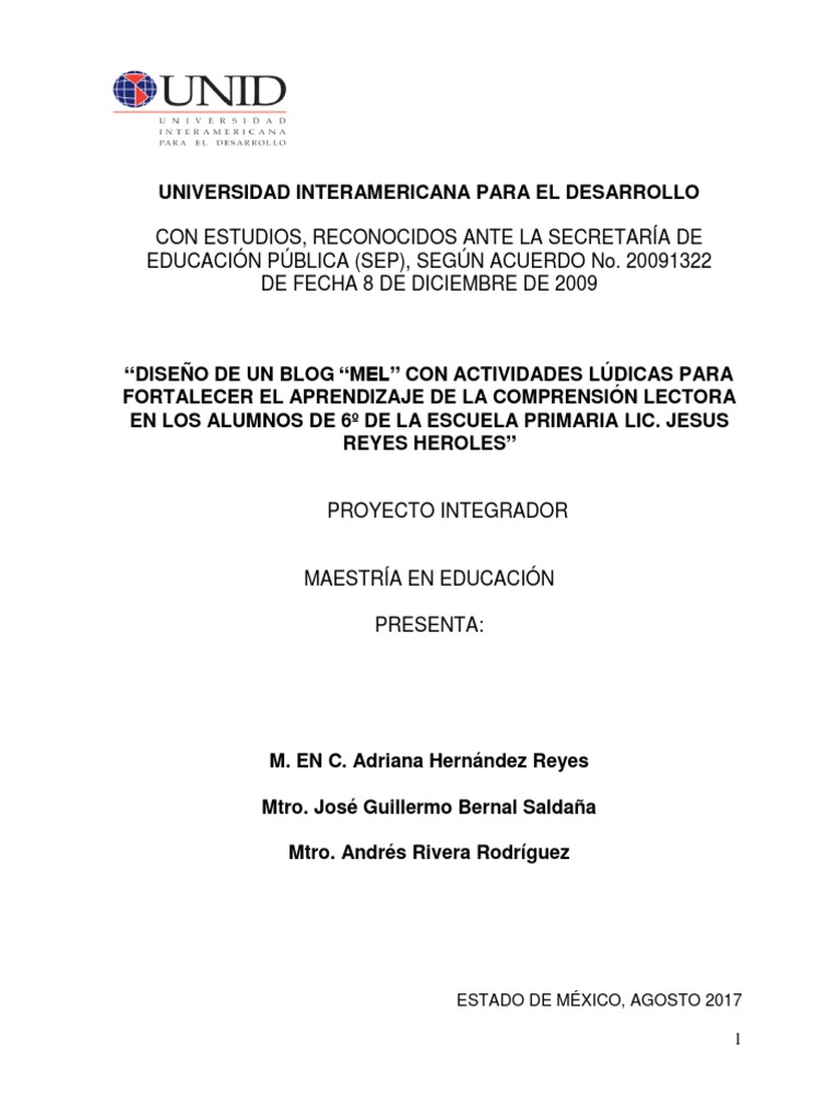 Proyecto Integrador | PDF | Lectura (proceso) | Educación primaria
