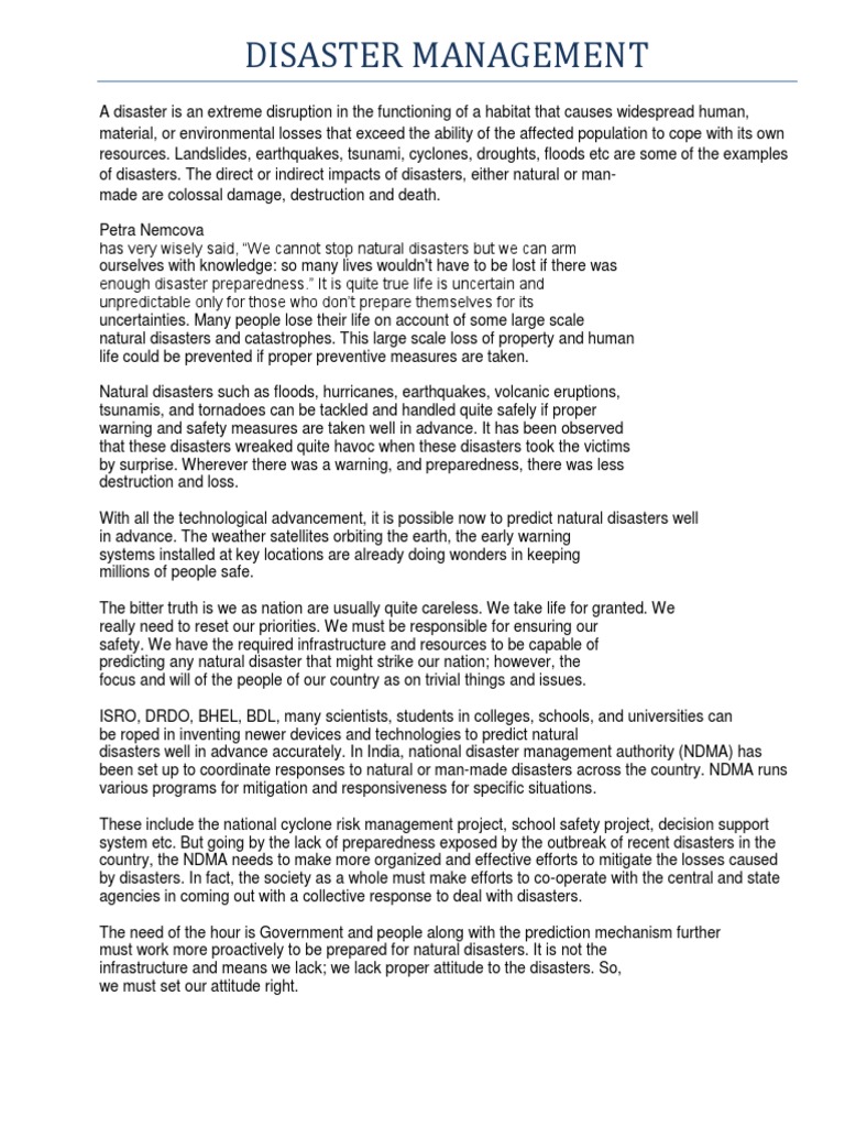 Disaster Management | PDF | Natural Disasters | Emergency Management