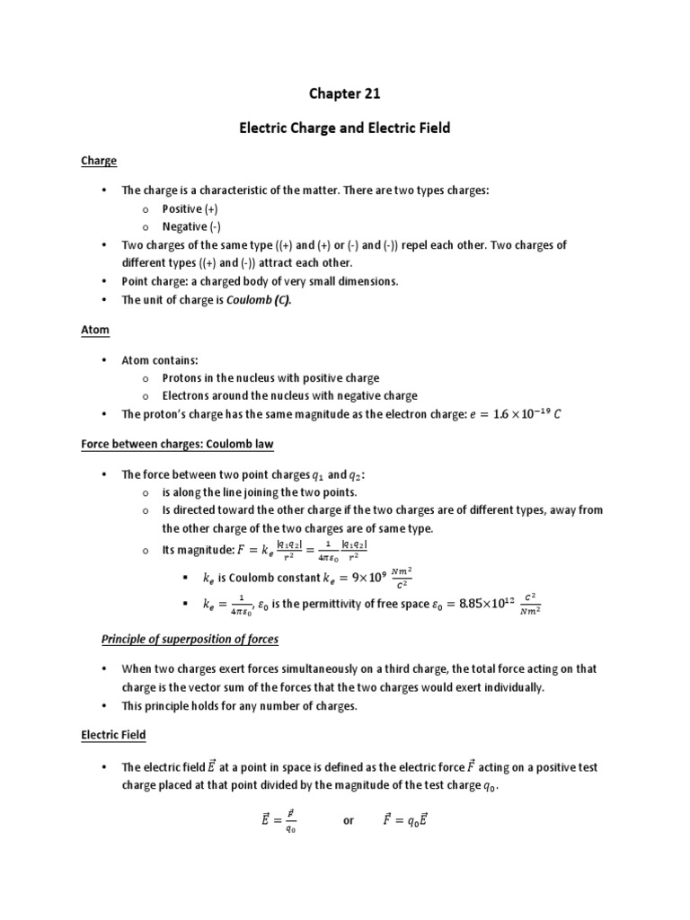 Physics 2 Summary | PDF | Electric Field | Electric Charge