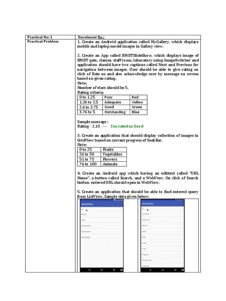Practical No: 1 Enrolment No: Practical Problem: You Rated Us Good | PDF | Application Software ...