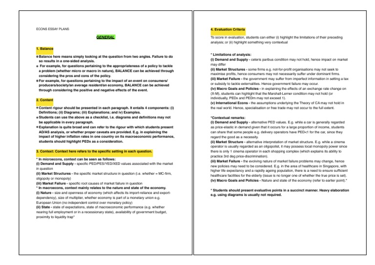 Econs Essay Pointers | PDF | Macroeconomics | Economics