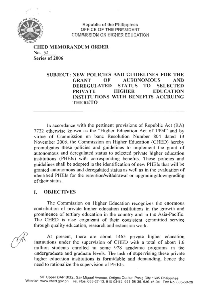 CMO No.52 s2006 | PDF