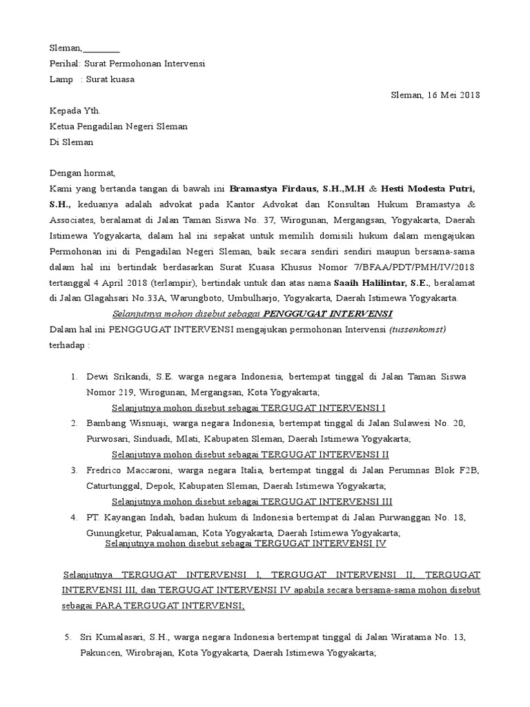 Permohonan Intervensi | PDF