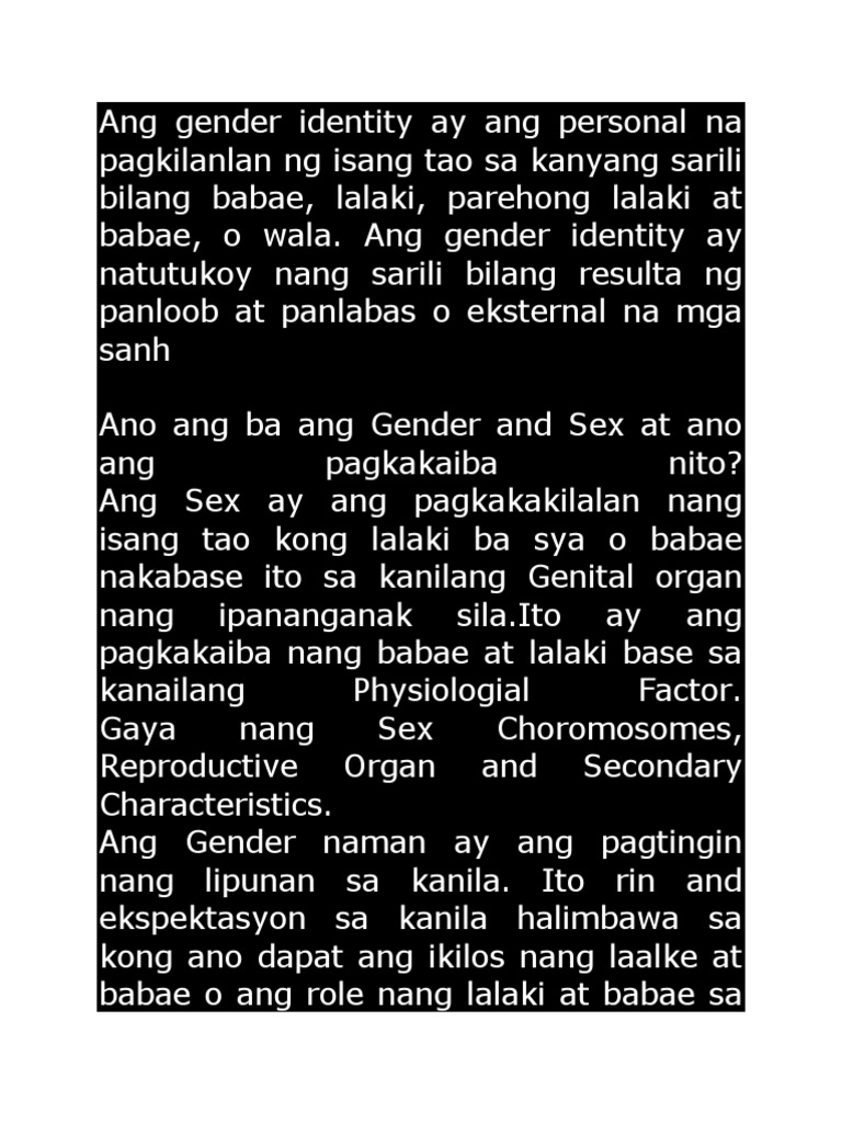Ano Ang Ba Ang Gender and Sex at Ano Ang Pagkakaiba Nito | PDF