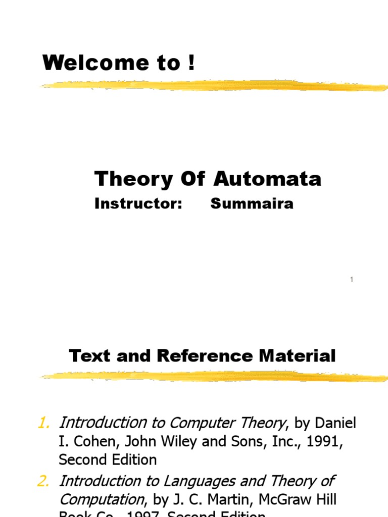 Welcome To !: Theory of Automata | PDF | Automata Theory | String (Computer Science)