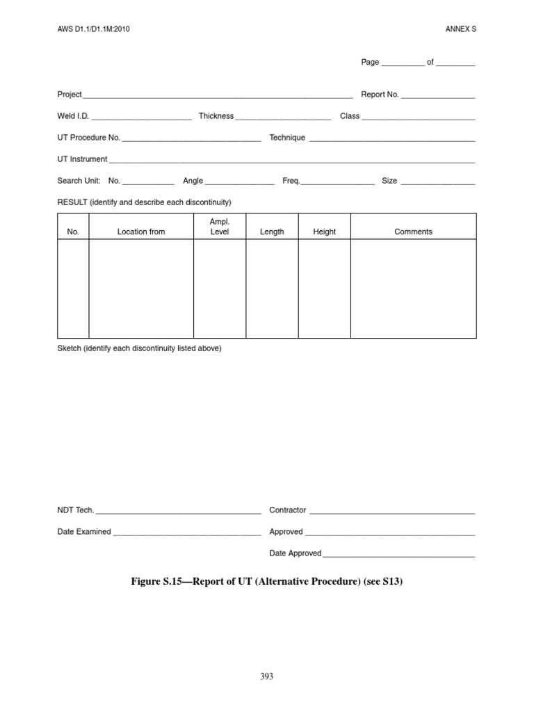 Report of Ultrasonic Testing (UT) Using an Alternative Procedure on a ...