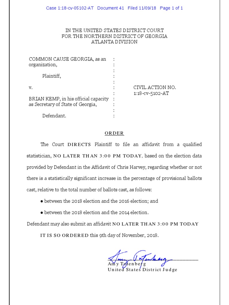 Common Cause Georgia v. Kemp - Order | PDF