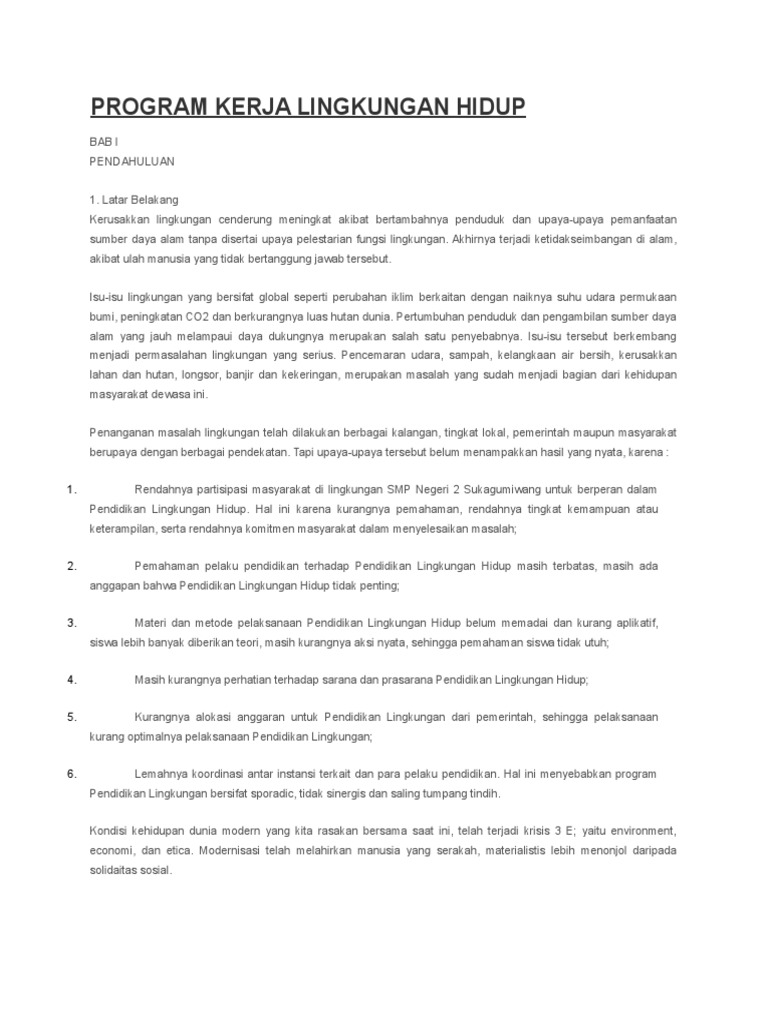 Program Kerja Lingkungan Hidup | PDF