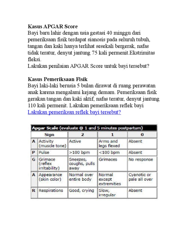 Penilaian APGAR Score pada Bayi Baru Lahir | PDF | Kesehatan Holistik