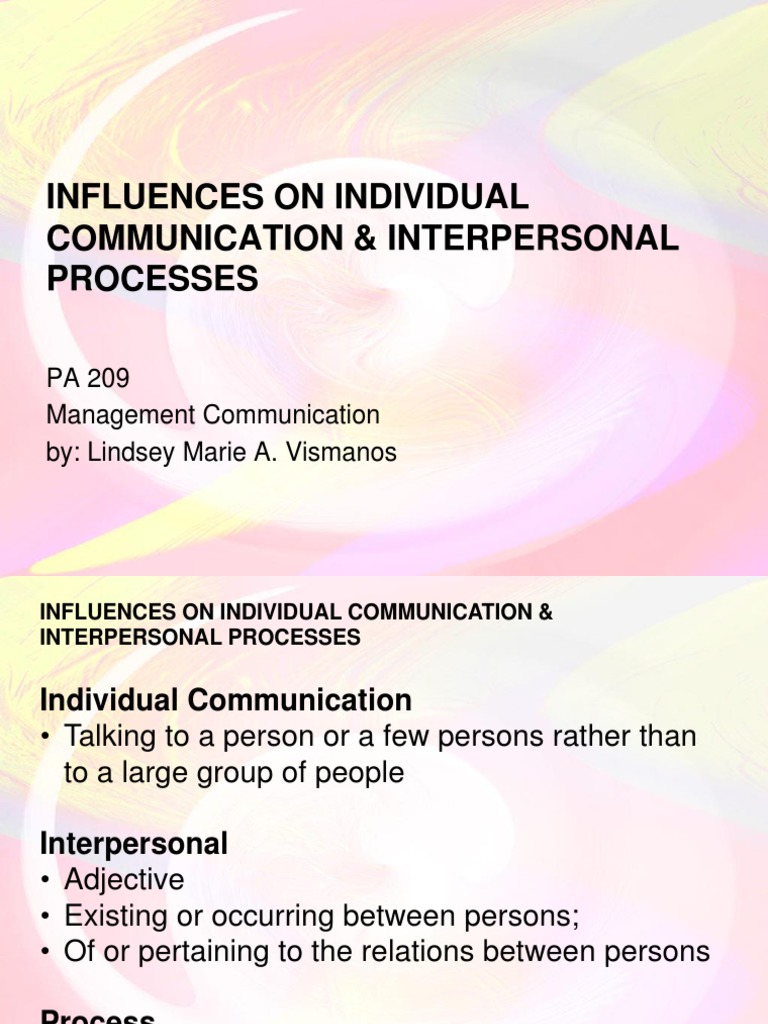 Influences On Individual Communication & Interpersonal Processes | PDF ...