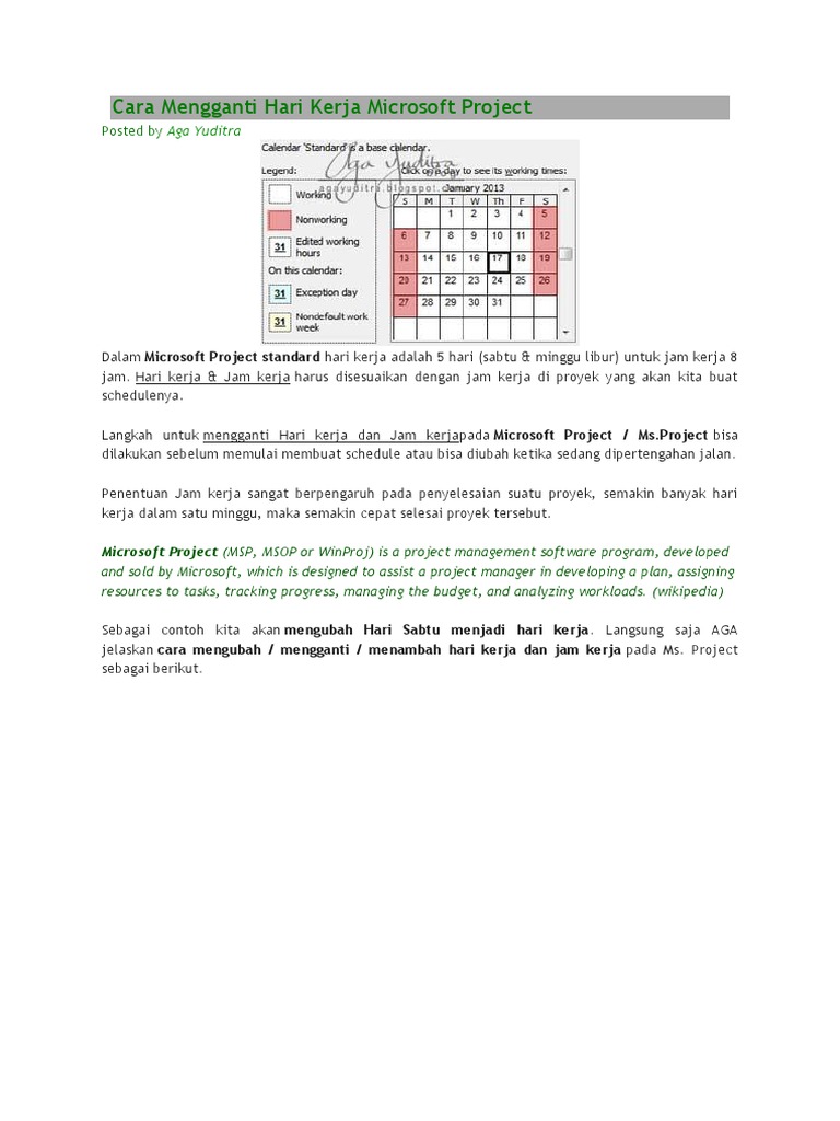 Cara Mengganti Hari Kerja Microsoft Project | PDF