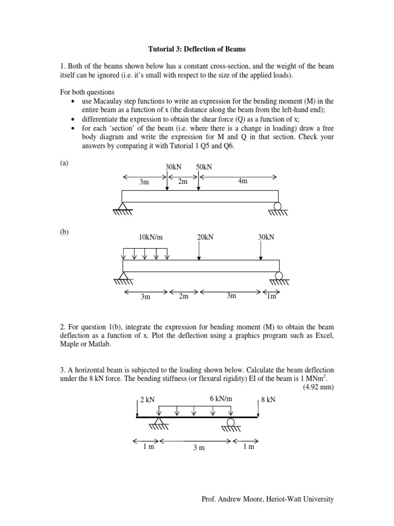 Tutorial 3 Deflection | PDF | Bending | Beam (Structure)
